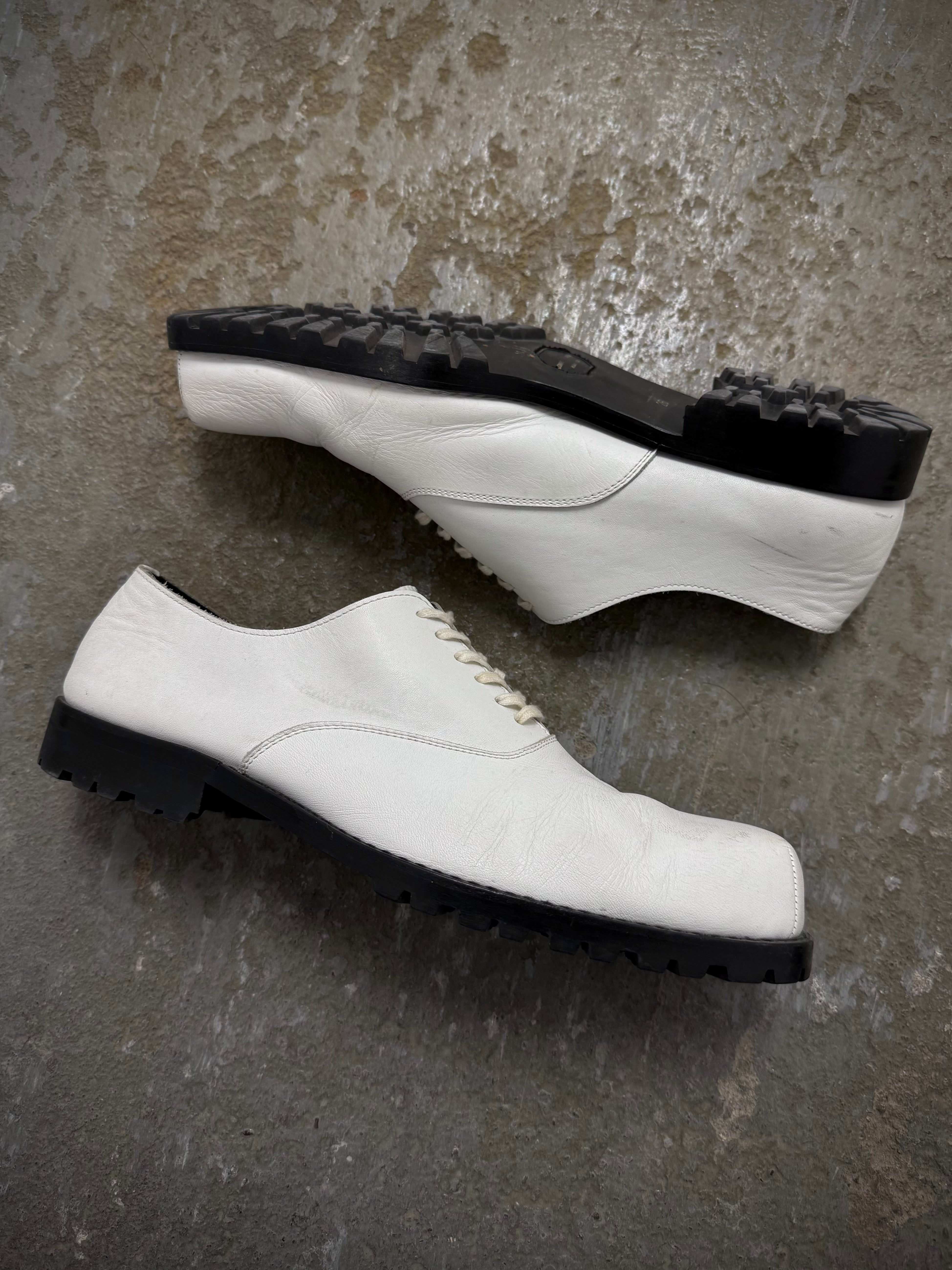 CDG Homme Plus SS11 White Square Toe Leather Derbies – DRIEW
